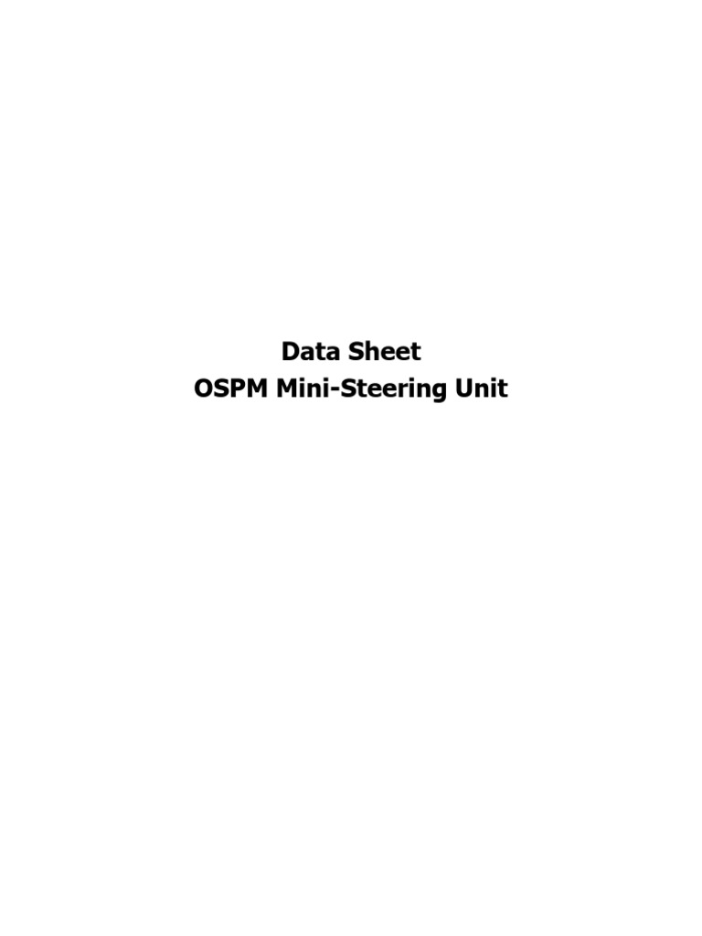 OSPM Mini Steering Unit Data Sheet | PDF | Steering | Valve