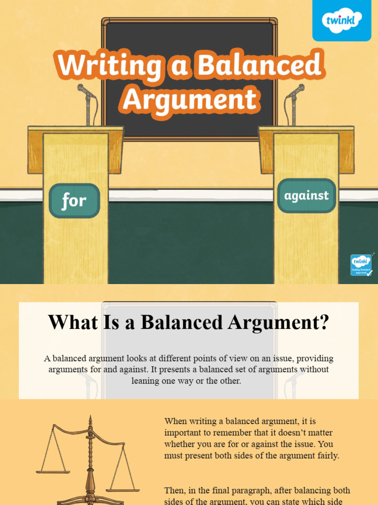 Writing A Balanced Argument Powerpoint PDF Homework Argument