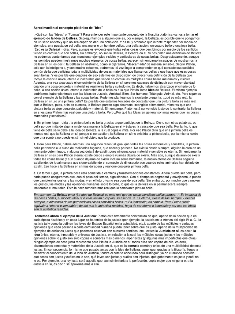 teoria de las ideas platon | Descargar gratis PDF | Platón | Conocimiento