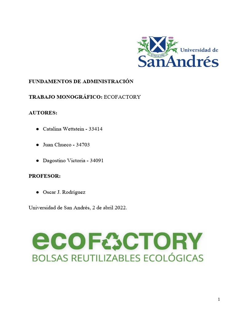 Monografia ECOFACTORY | PDF | Marketing | Business