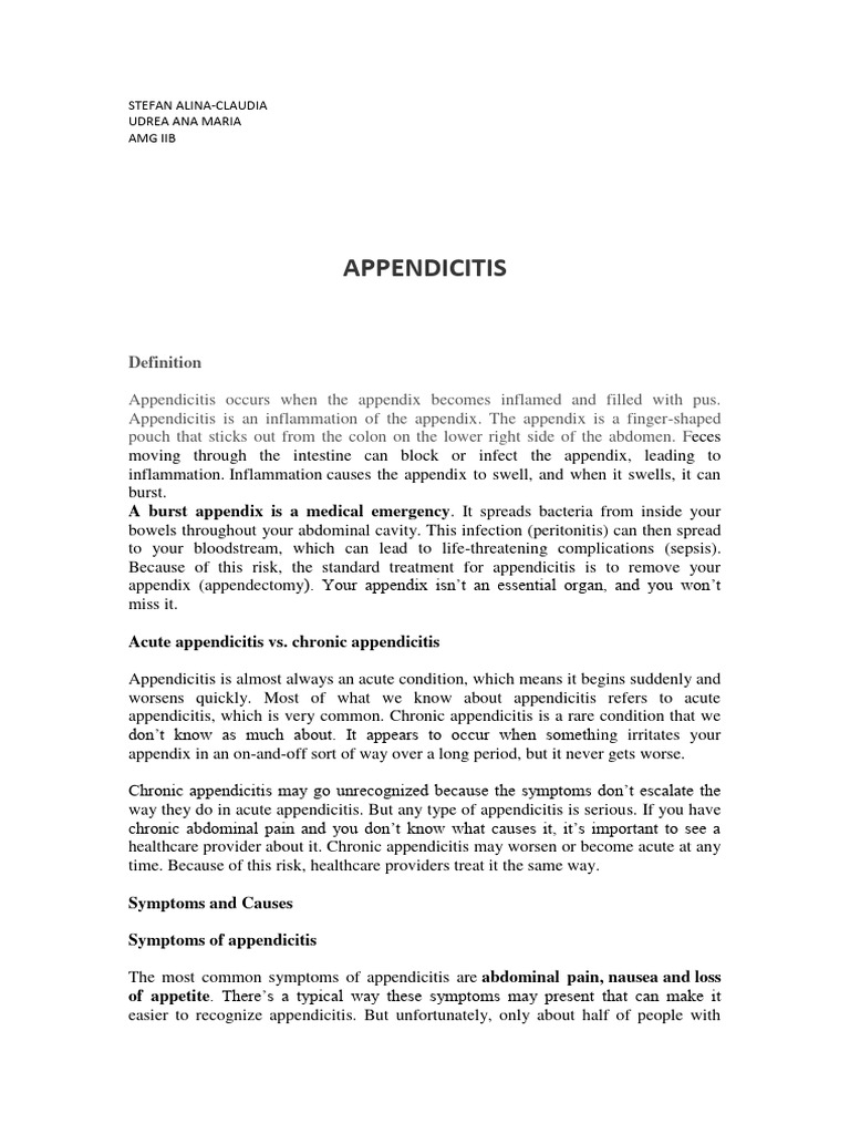 Appendicitis | PDF | Surgery | Clinical Medicine