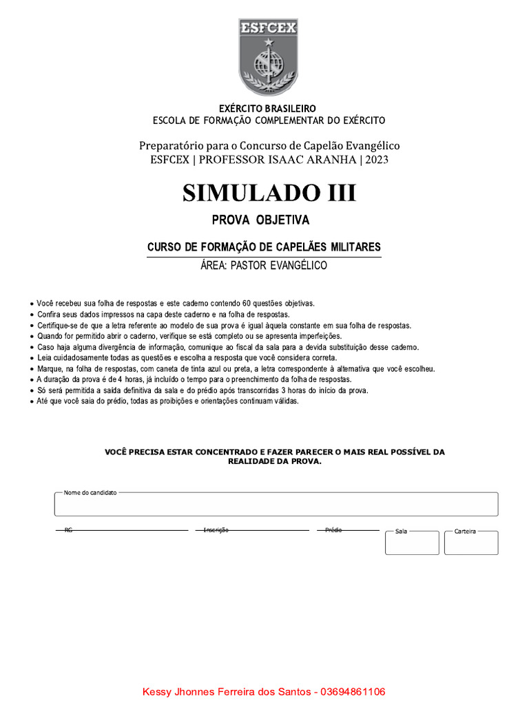 SIMULADO III Esfcex Professor | PDF