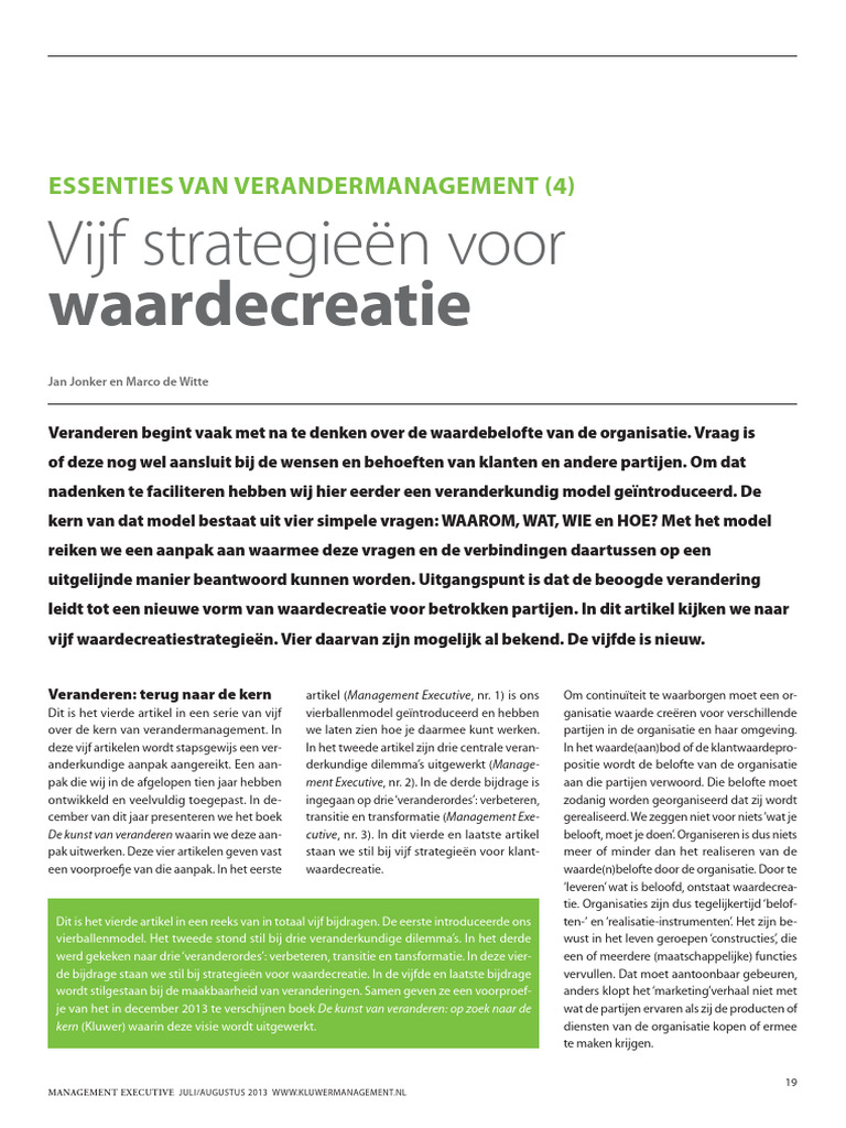 Vijf Strategieen Voor Waardecreatie | PDF