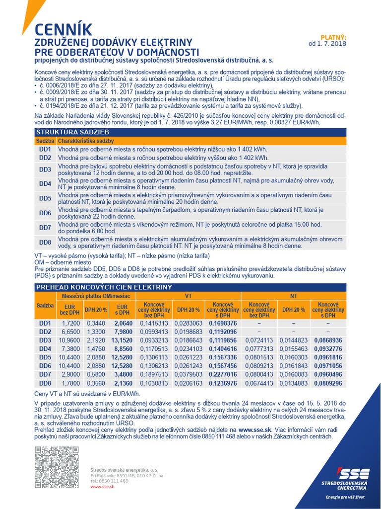 Cennik Elektrina Domacnosti 1 7 2018 | PDF