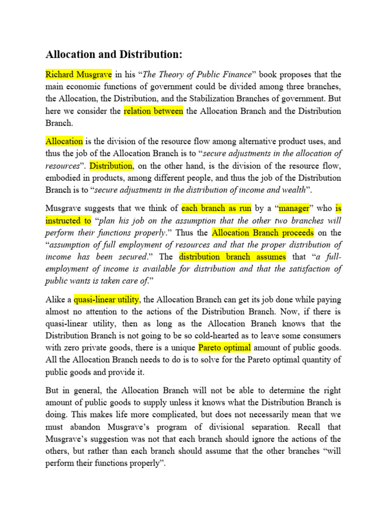 Pareto Efficiency in Resource Allocation | PDF | Pareto Efficiency | Welfare Economics