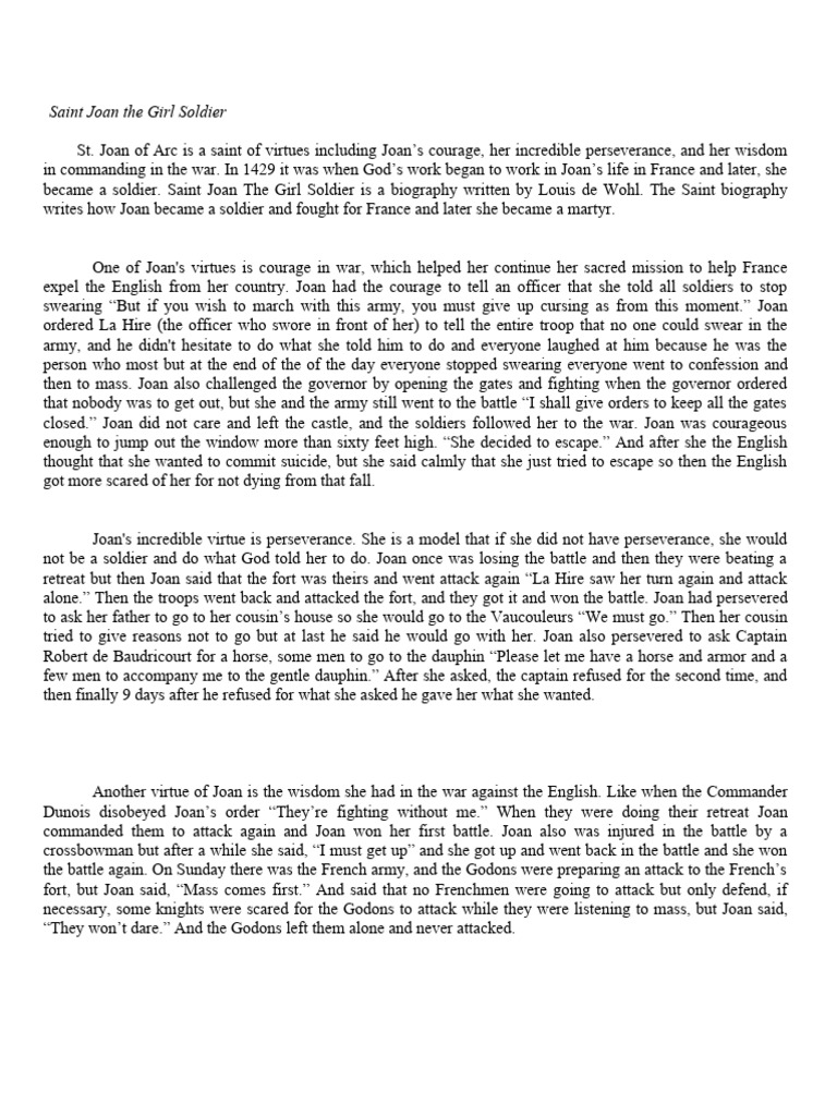 Saint Joan the Girl Soldier | PDF | Courage