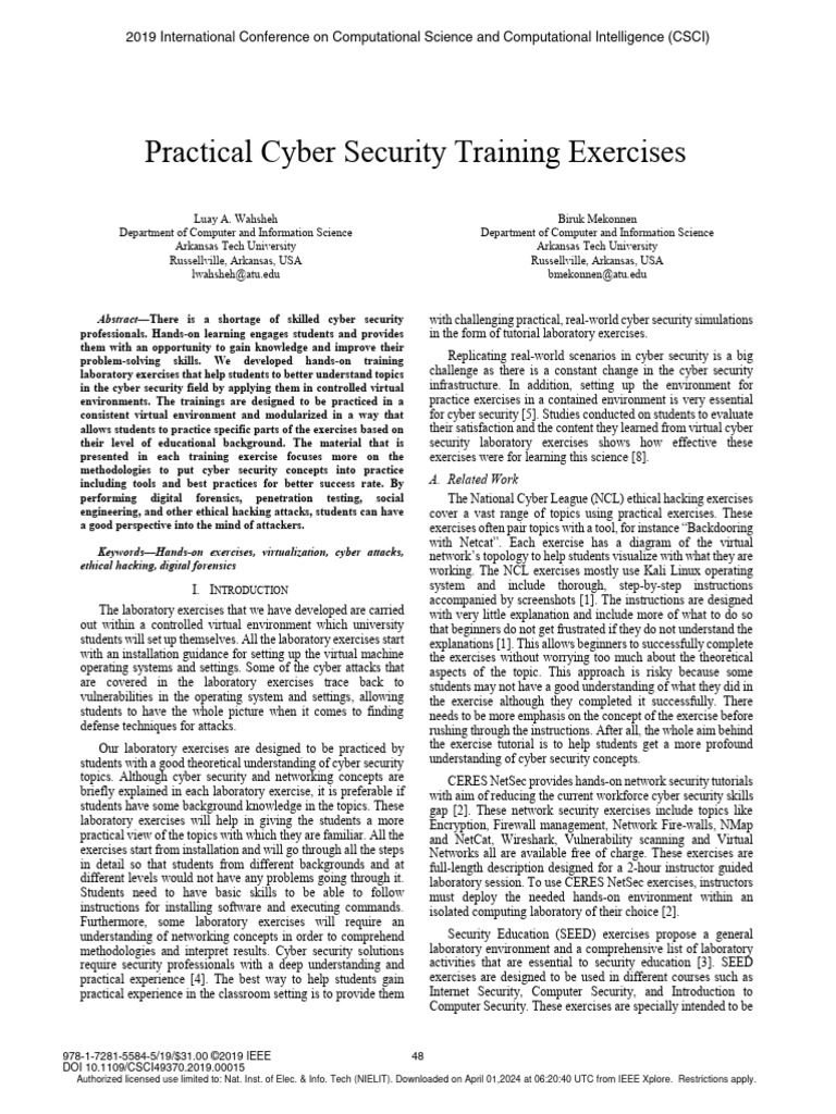 Practical Cyber Security Training Exercises | PDF | Security | Computer ...
