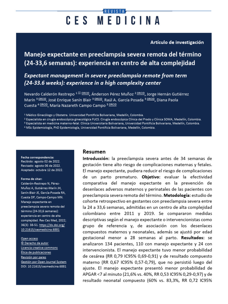 Preeclampsia Severa 1 | PDF | Parto | Medicina