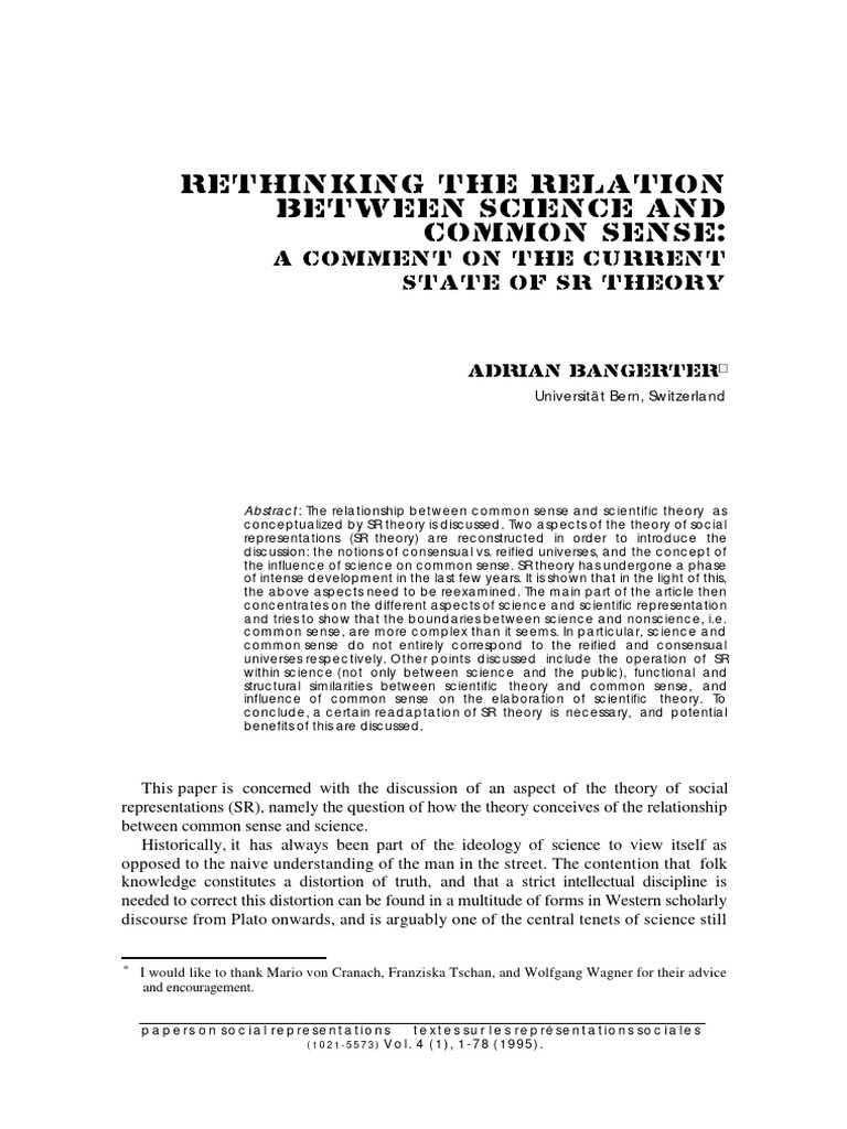 Bangerter, A. (1995) - Rethinking The Relation Between Science and ...