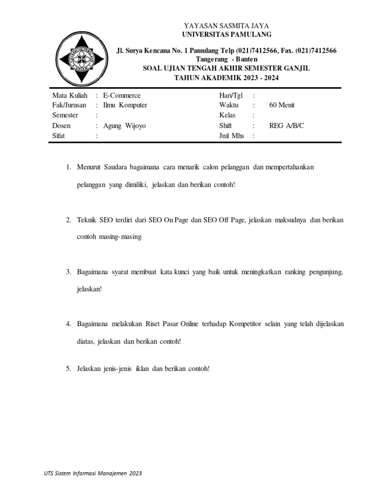 Soal UTS E-Commerce | PDF