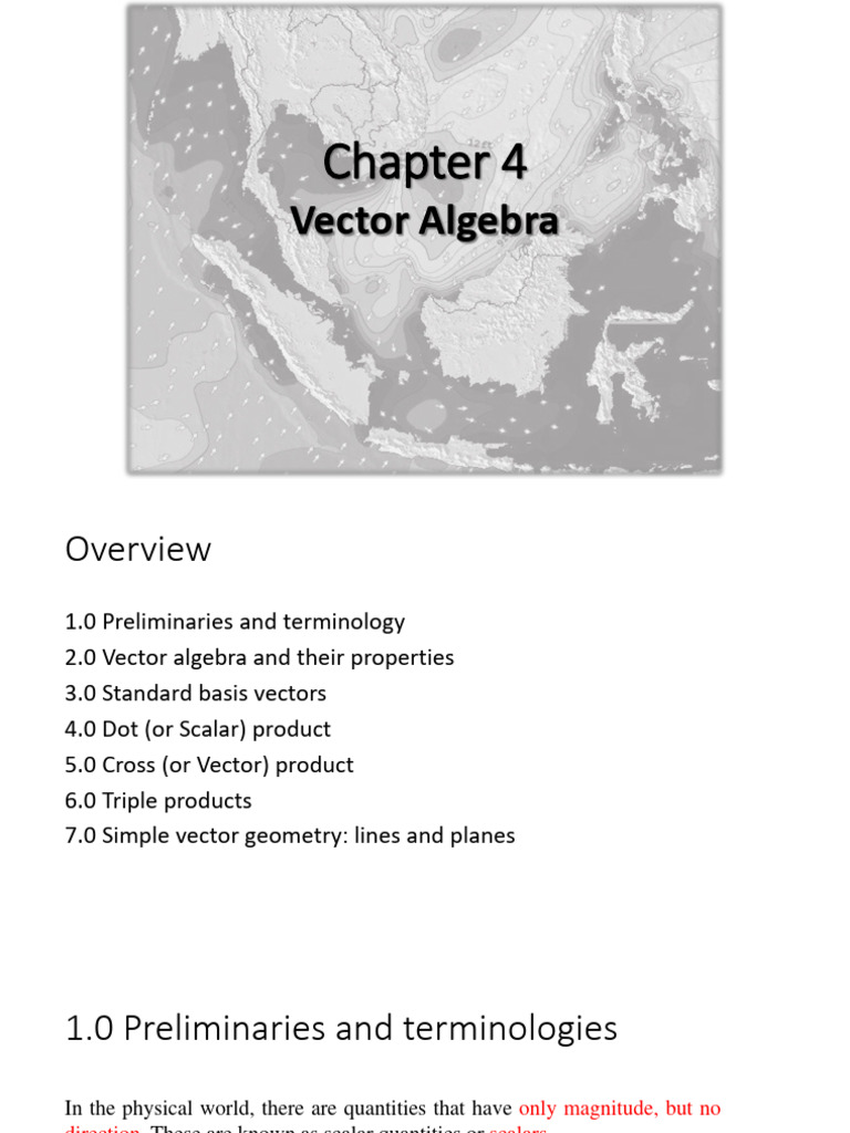 Lecture Notes Vector Algebra Pdf Euclidean Vector Geometry