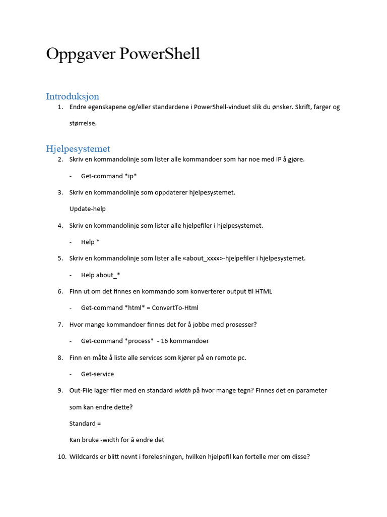 Oppgaver PowerShell 1 - 2 | PDF