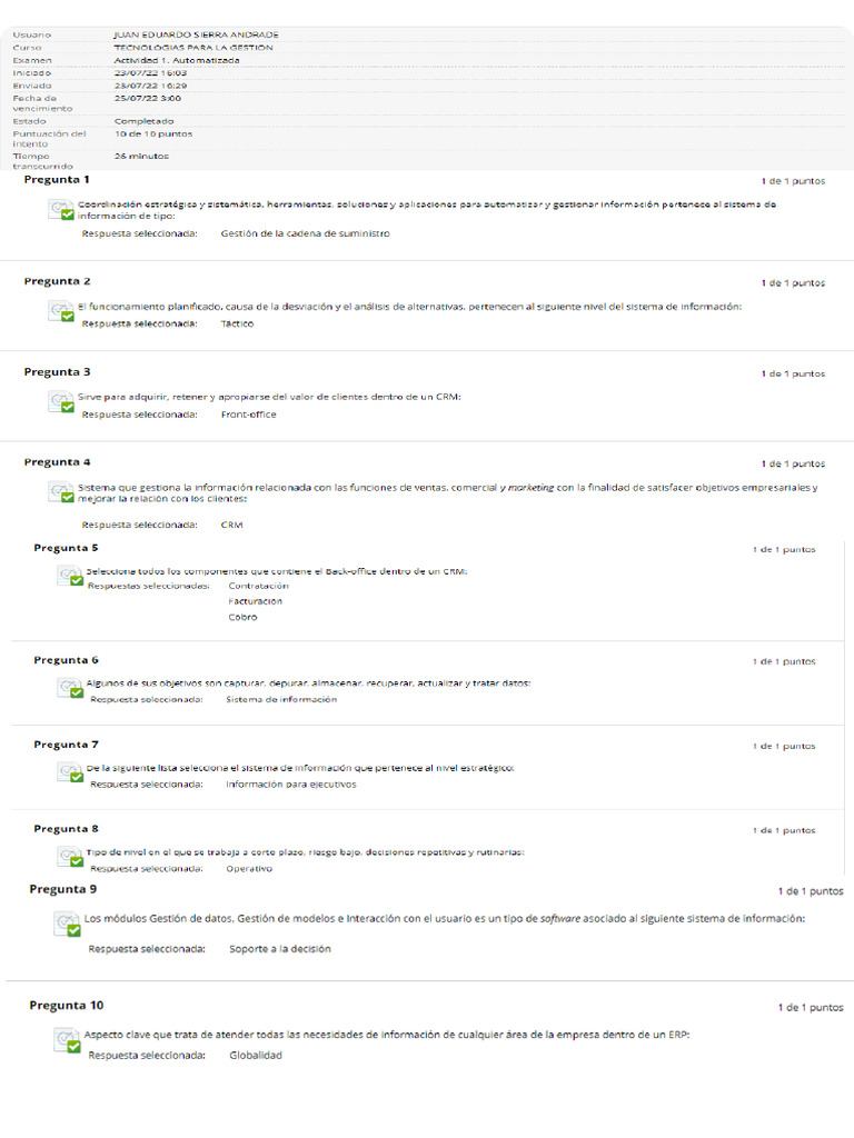Actividad 1 Automatizada Tecnologias PARA LA Gestion | PDF
