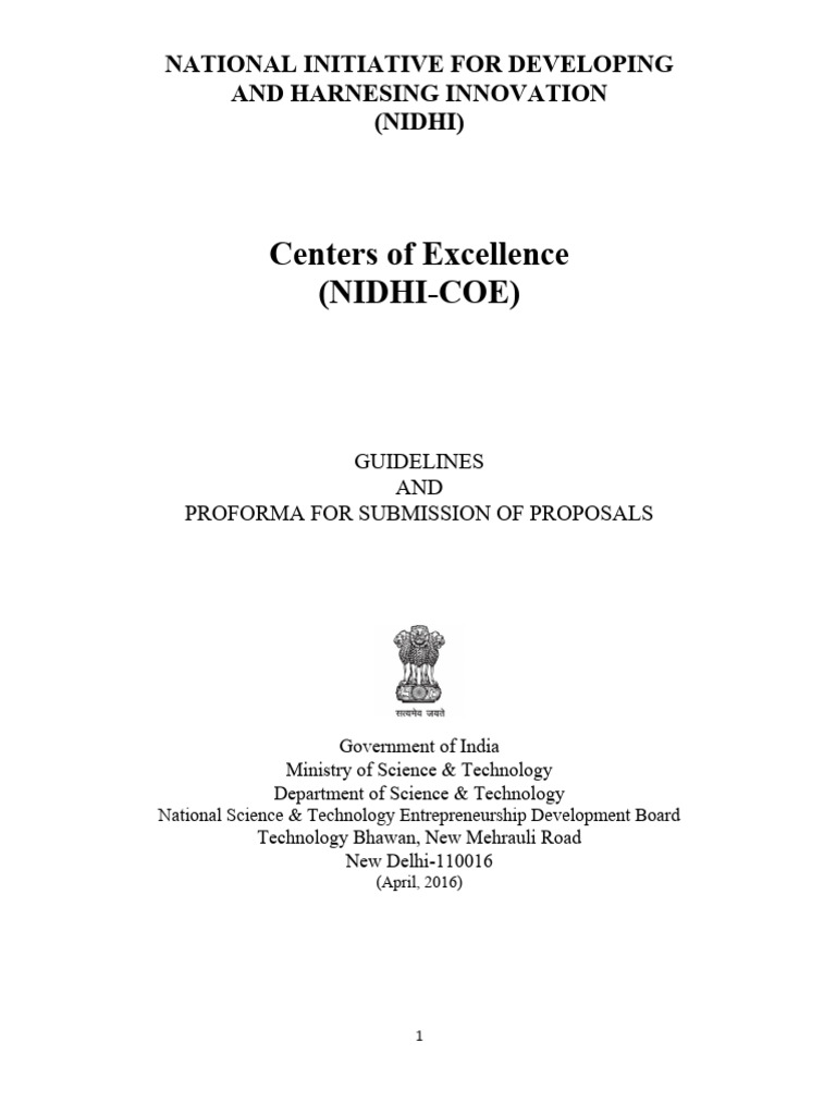NIDHI-COE Proposal Guidelines | PDF | Startup Company | Small Business ...