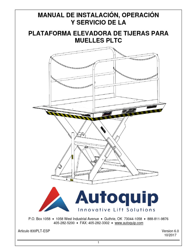 Manual de Plataforma Elevadora PLTC | PDF | Remache | Bomba