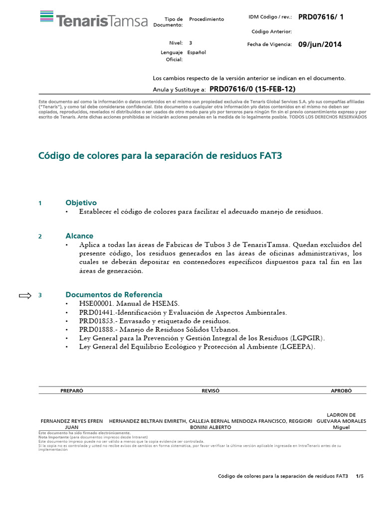 PRD07616 - 1 Código de Colores para La Separación de Residuos FAT3 - 784 | PDF | Residuos ...