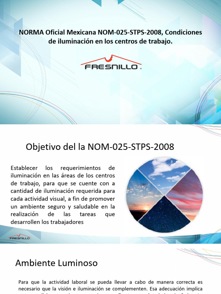 NORMA Oficial Mexicana NOM-025-STPS-2008, Condiciones de iluminación en los centros de trabajo ...