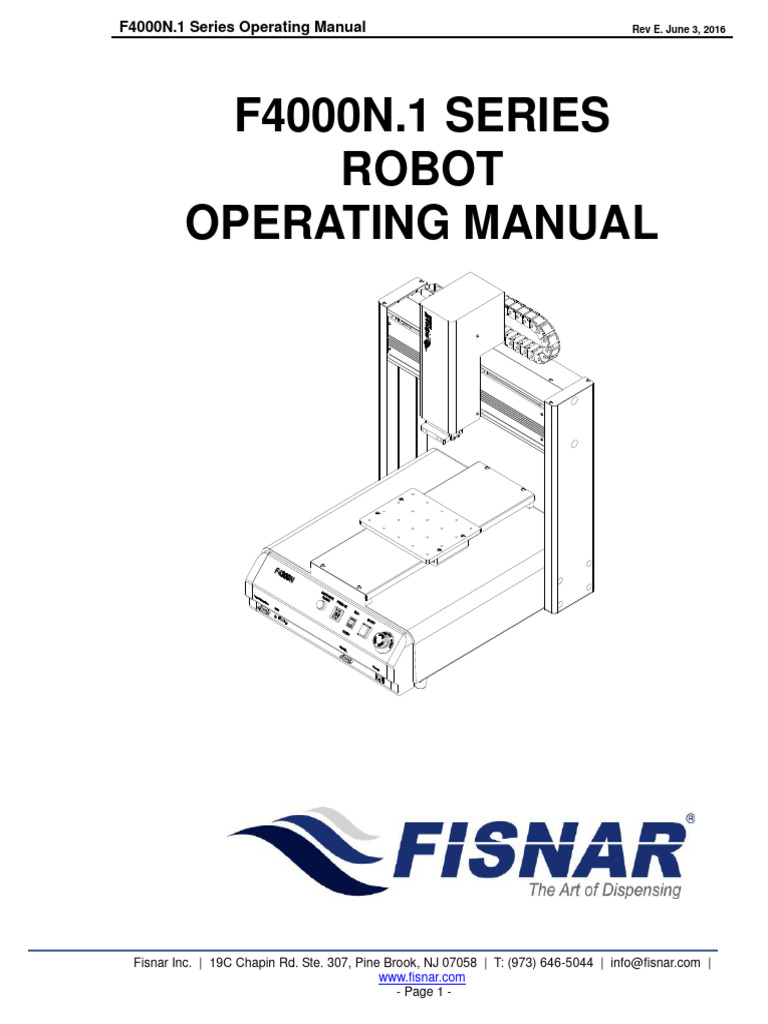 Fisnar Operating Manual F4000N Desktop-Robot | PDF | Electrical ...