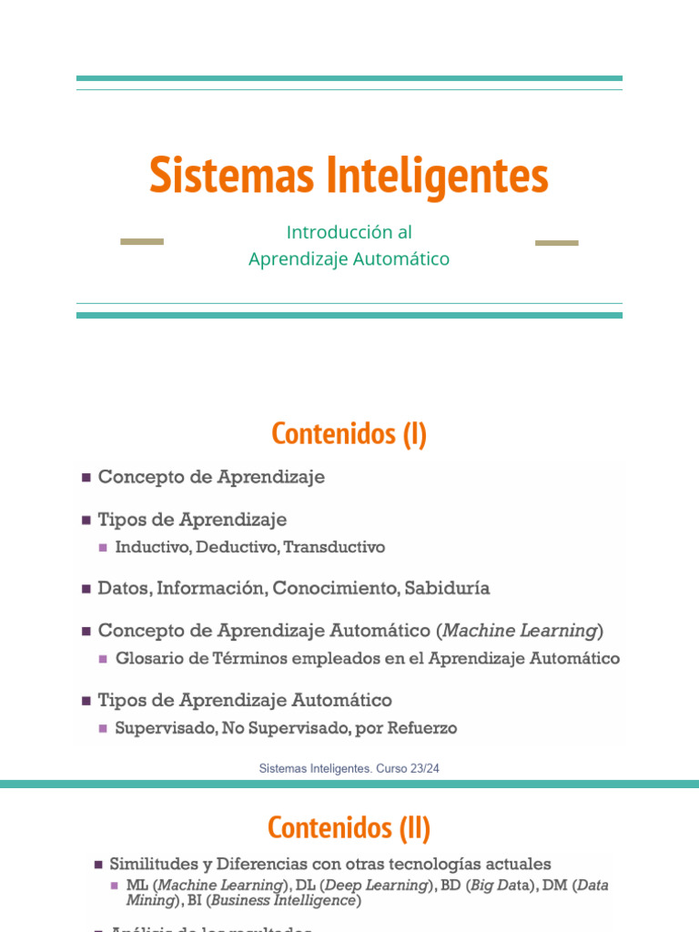 SI. T6. Introducción Al Aprendizaje Automático | PDF | Aprendizaje automático | Informática teórica