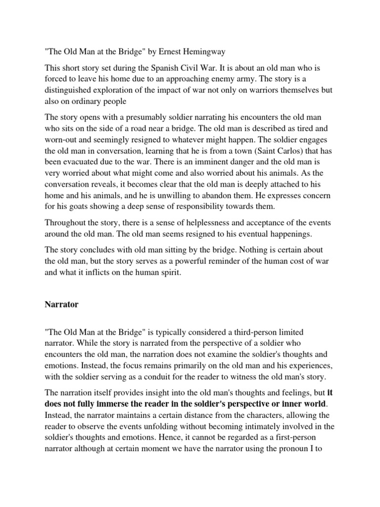 The Old Man at The Bridge | PDF | Narration