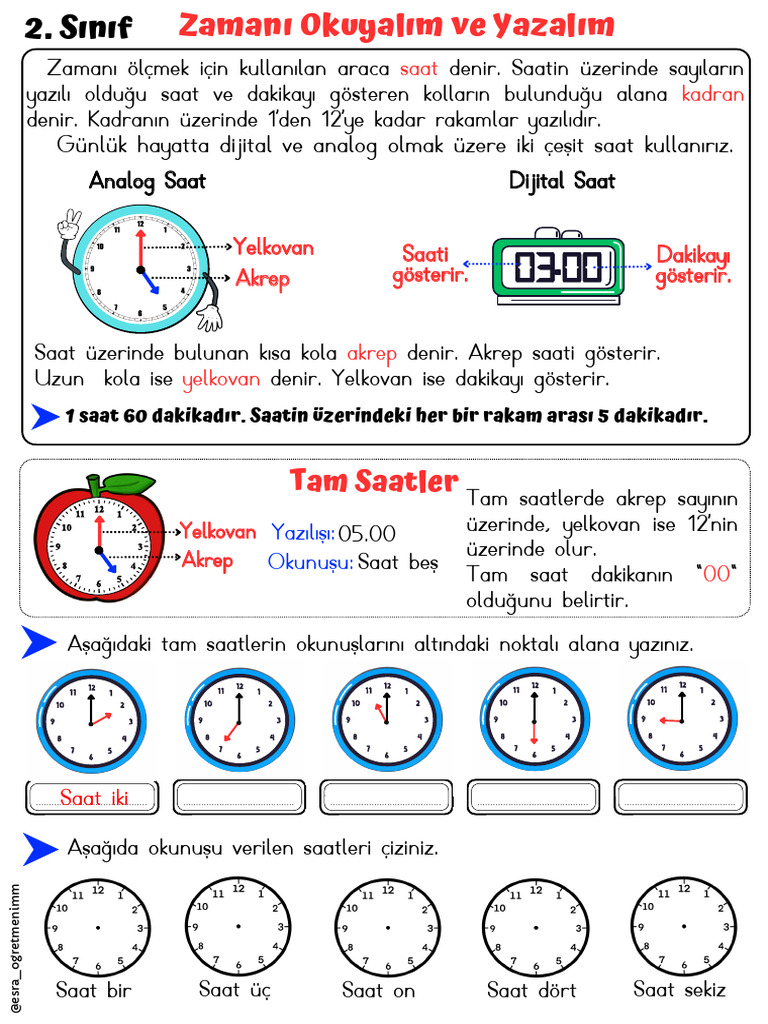 Ikinci Sinif Saatler | PDF