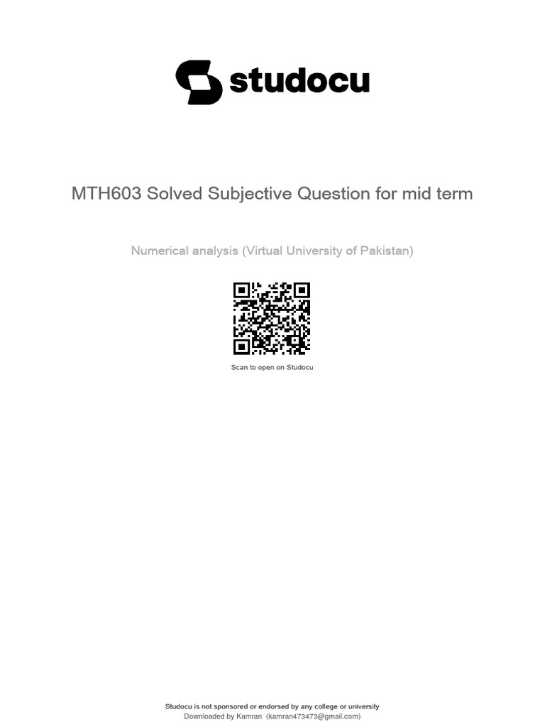 mth603 Solved Subjective Question For Mid Term | PDF | Numerical Analysis | Interpolation