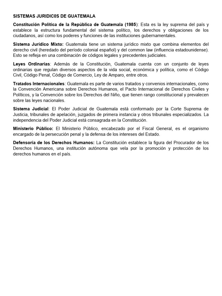 Sistemas Juridic0s de Guatemala | PDF