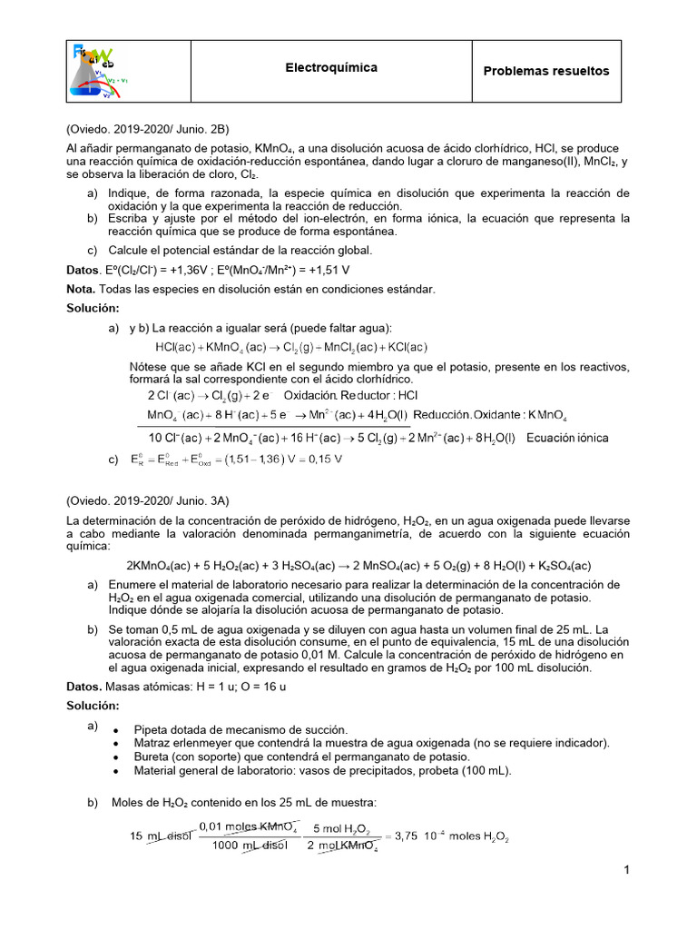 Electro Qui Mica | PDF | Redox | Peróxido de hidrógeno