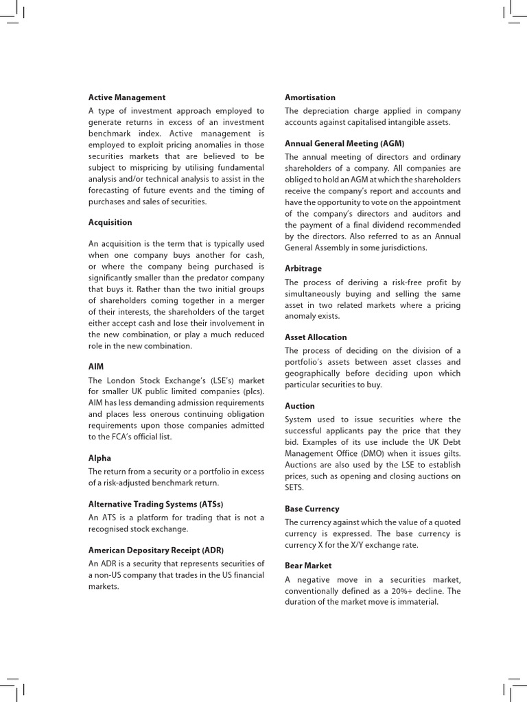 Glossary Securities | PDF | Stocks | Bonds (Finance)