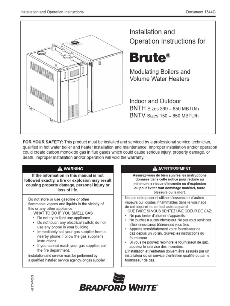 Commercial Volume Water Heater Brute Series BNTV Iomanual Pag.24 y 25 ...