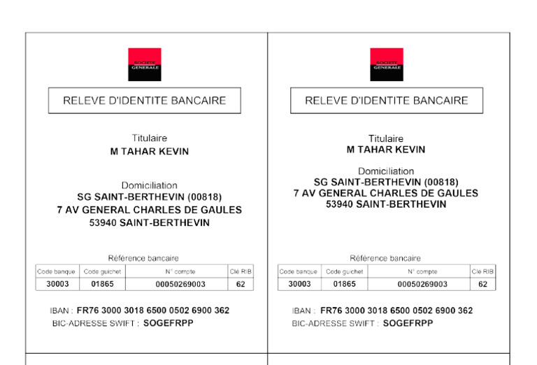 Rib Societe General | PDF