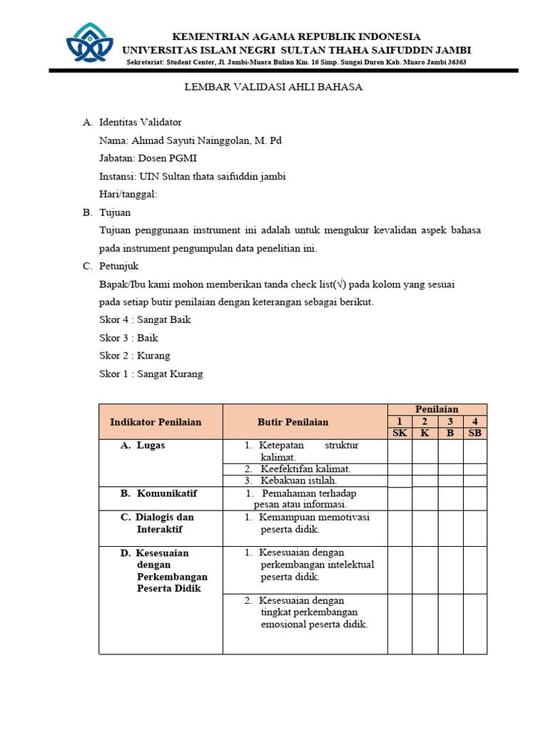 Surat Permohonan Validasi ZAKIYYAH R | PDF