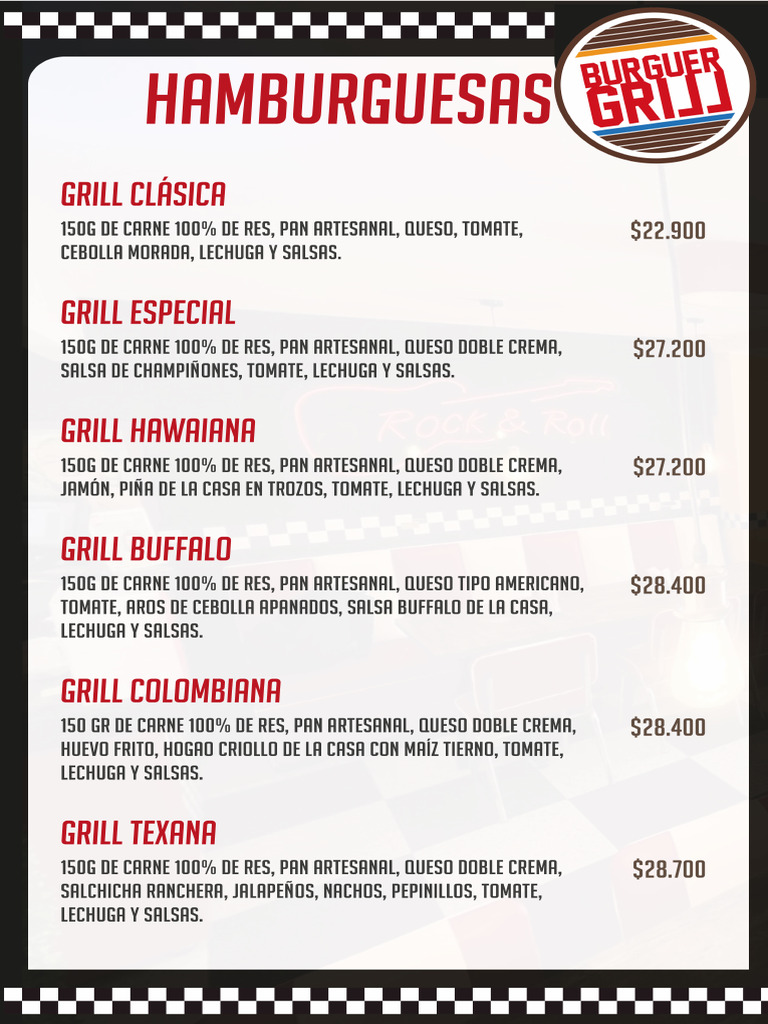 Carta Burguer Grill 2024 | PDF