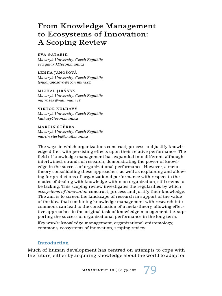 Knowledge Management and Innovation Ecosystems | PDF | Innovation ...