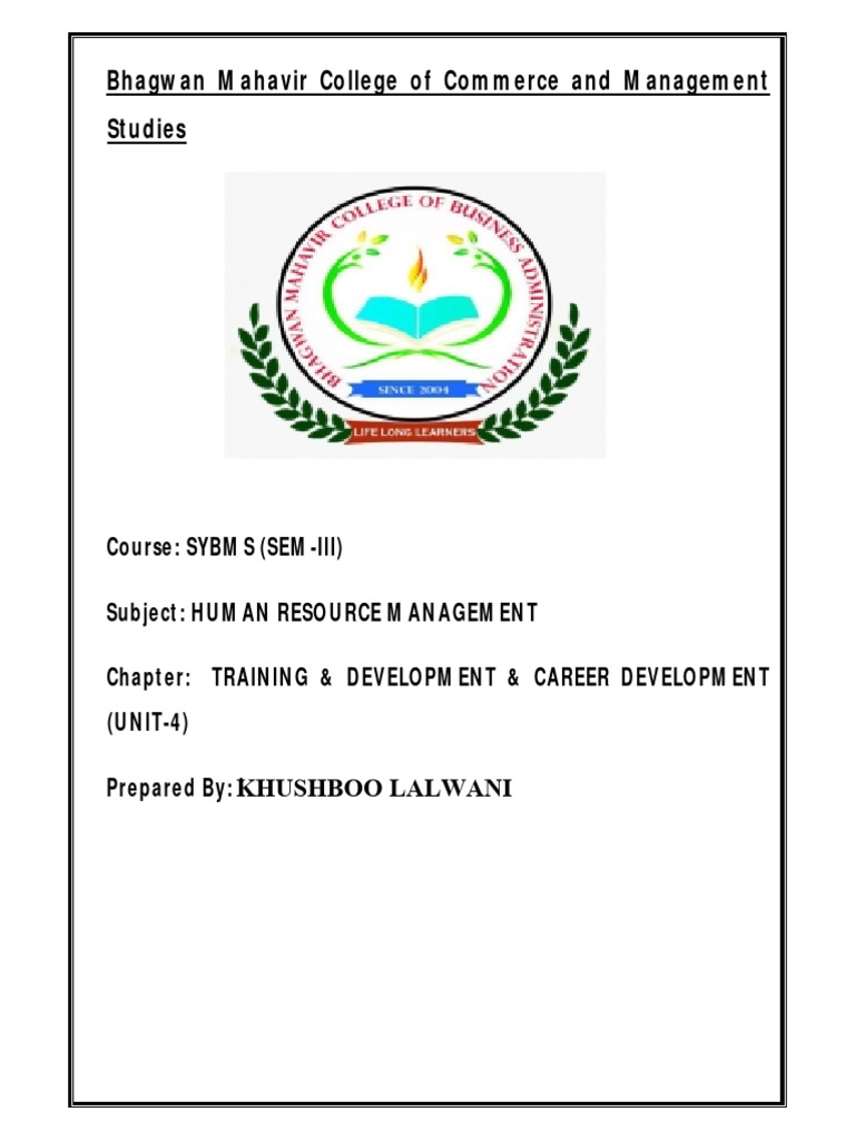 Unit-4 Training & Development & Career Development | Download Free PDF ...