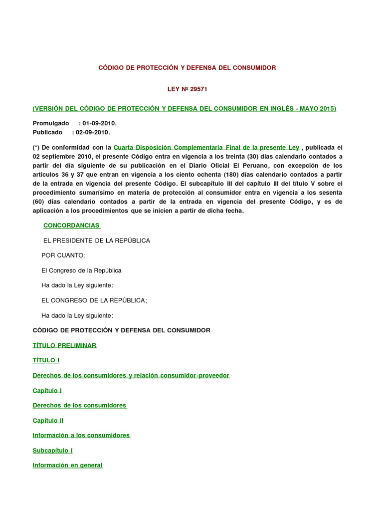 Codigo de Proteccion y Defensa Del Consumidor | PDF | Protección al Consumidor | Los consumidores