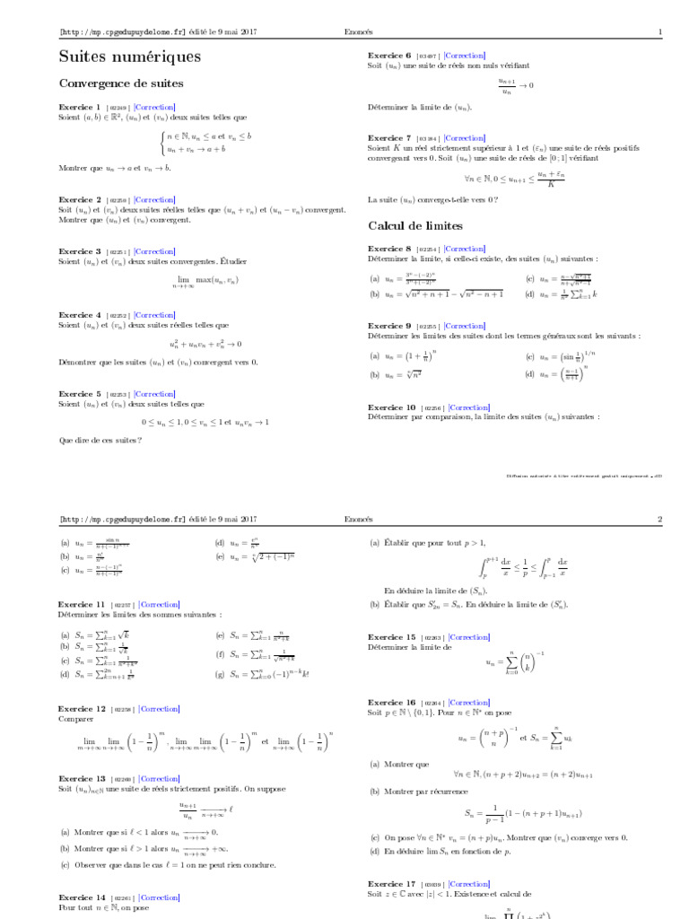 Suites Numériques | PDF | Analyse réelle | Mathématiques appliqués