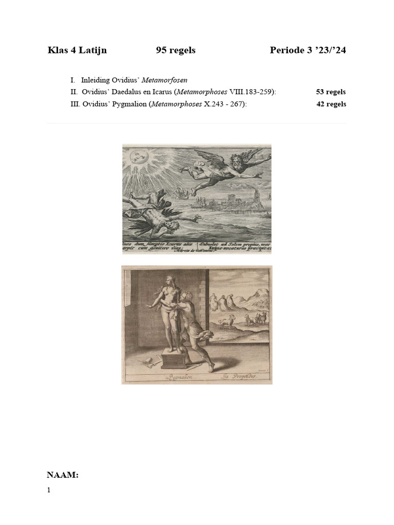 Klas 4 Latijn 95 Regels Periode 3 '23/'24: Naam | PDF