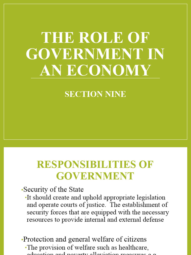 The Role of Government in An Economy | PDF | Taxes | Government Finances