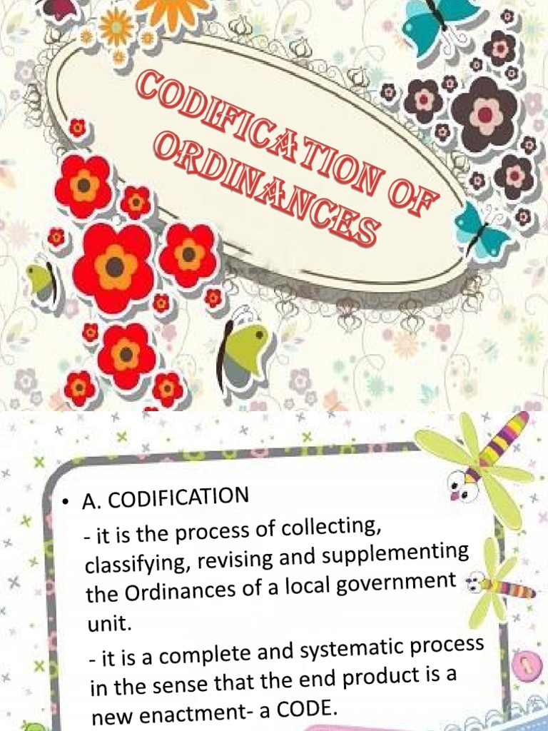 Codification of Ordinances | PDF | Codification (Law) | Local Ordinance