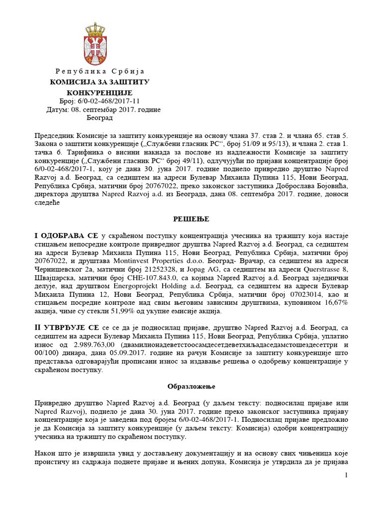 468 Napred Razvoj Energoprojekt Holding | PDF