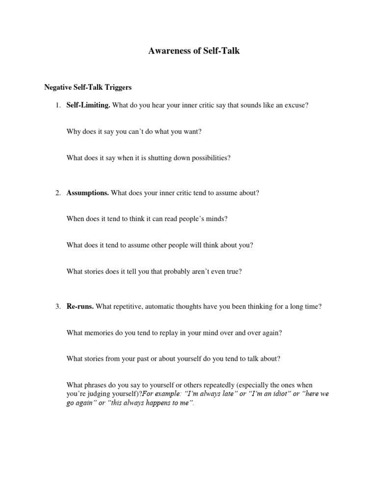 Awareness of Self-Talk | Download Free PDF | Thought | Social Psychology