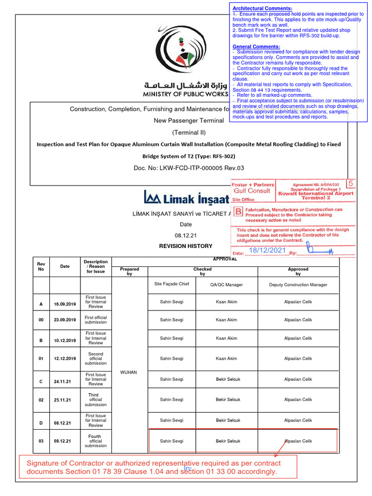 LKW-FCD-ITP-000005 Rev.03 | PDF | Building Engineering | Materials LKW-FCD-ITP-000005 Rev.03 | PDF | Building Engineering | Materials