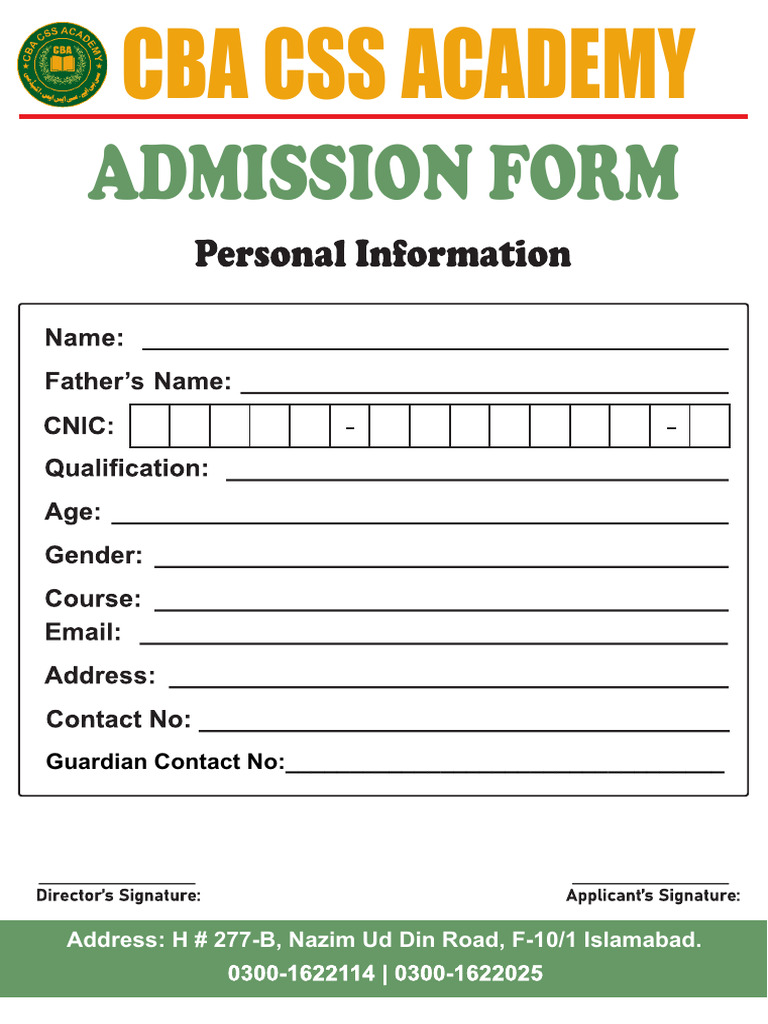 CBA CSS Form 2 | PDF