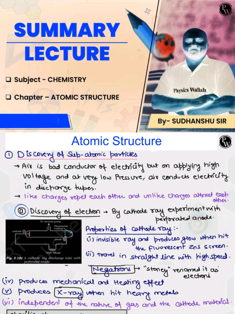Atomic Structure - Summary Class Notes-Invert | PDF