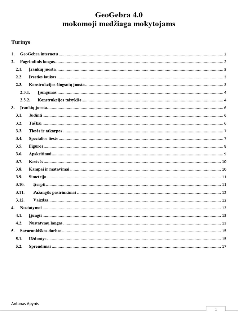 Programos GeoGebra 4.0 Panaudojimo Mokomoji Medziaga | PDF
