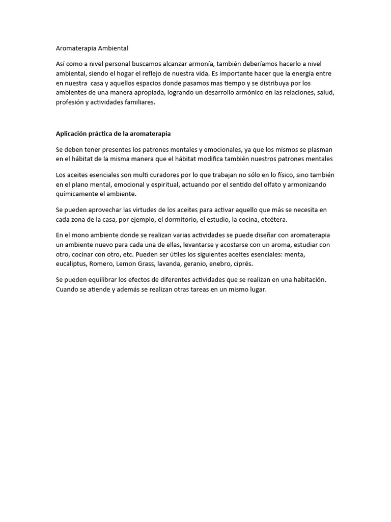 Aromaterapia Ambiental | PDF | Aromaterapia | Mente