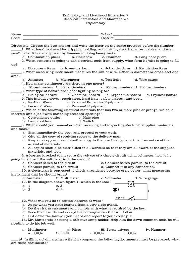 EIM 7 - Exploratory Exam | PDF | Voltage | Electrical Wiring