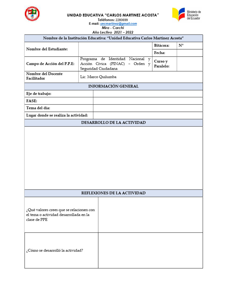 FORMATO DE BITÀCORAS | PDF