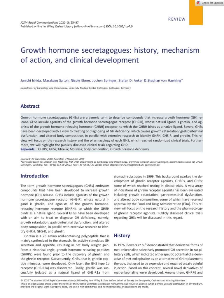 Growth Hormone Secretagogues Overview | PDF | Growth Hormone | Receptor ...